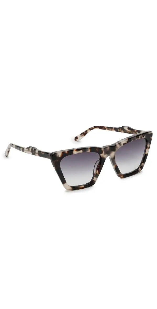 Illesteva Lisbon Cat Eye Sunglasses - White Tortoise W/ Grey Gradient