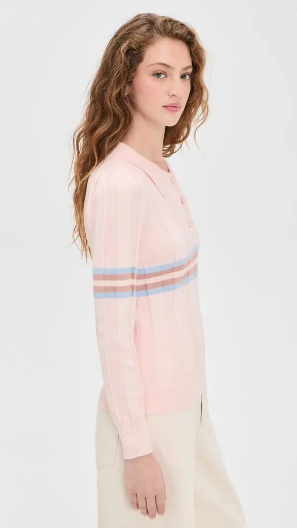 ROWING BLAZERS Knit Intarsia Stripe Long Sleeve Polo