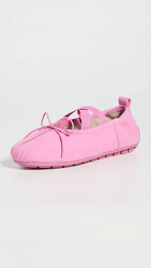 Simone Rocha Suede Ballerina Grip Flats - Pink