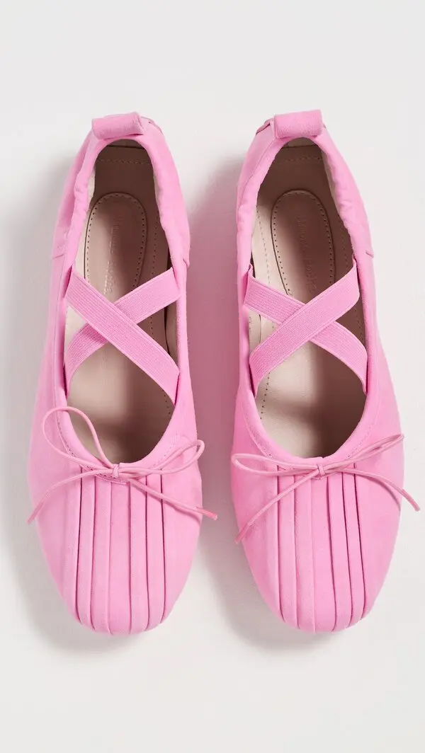 Simone Rocha Suede Ballerina Grip Flats - Pink