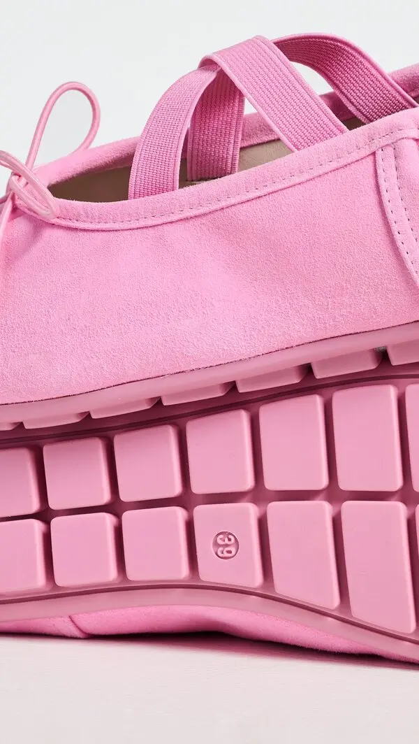 Simone Rocha Suede Ballerina Grip Flats - Pink