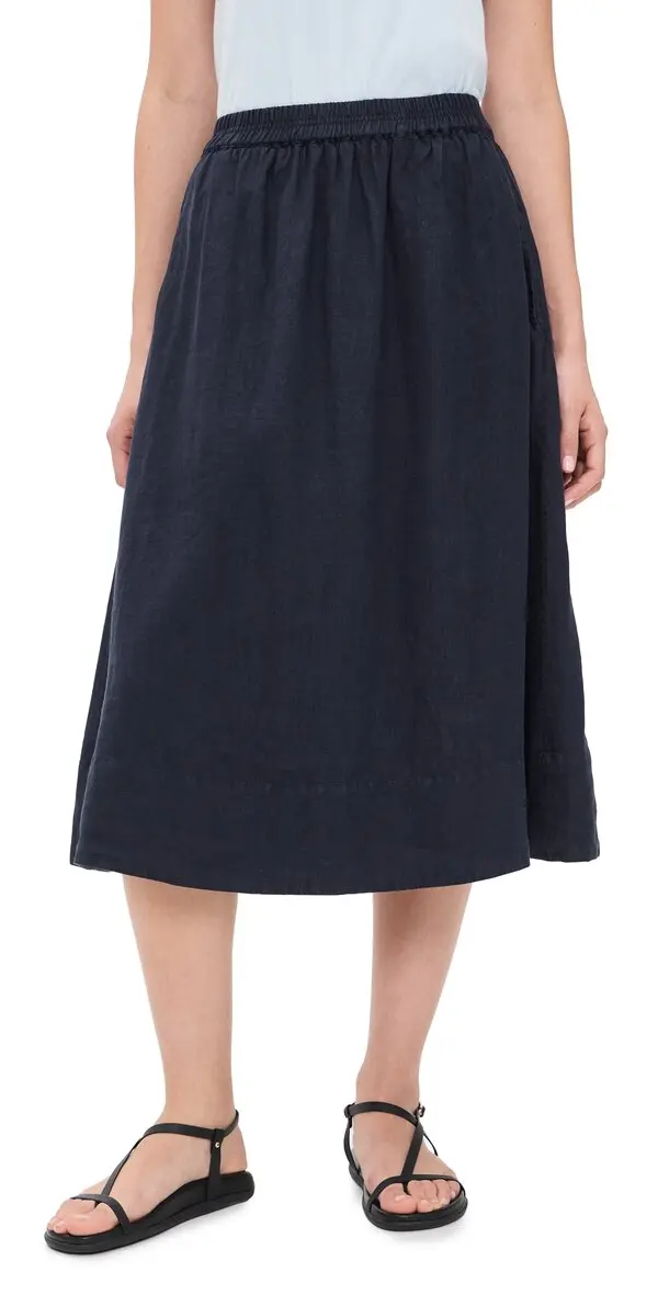 ALEX MILL Maddie Linen Skirt - Dark Navy