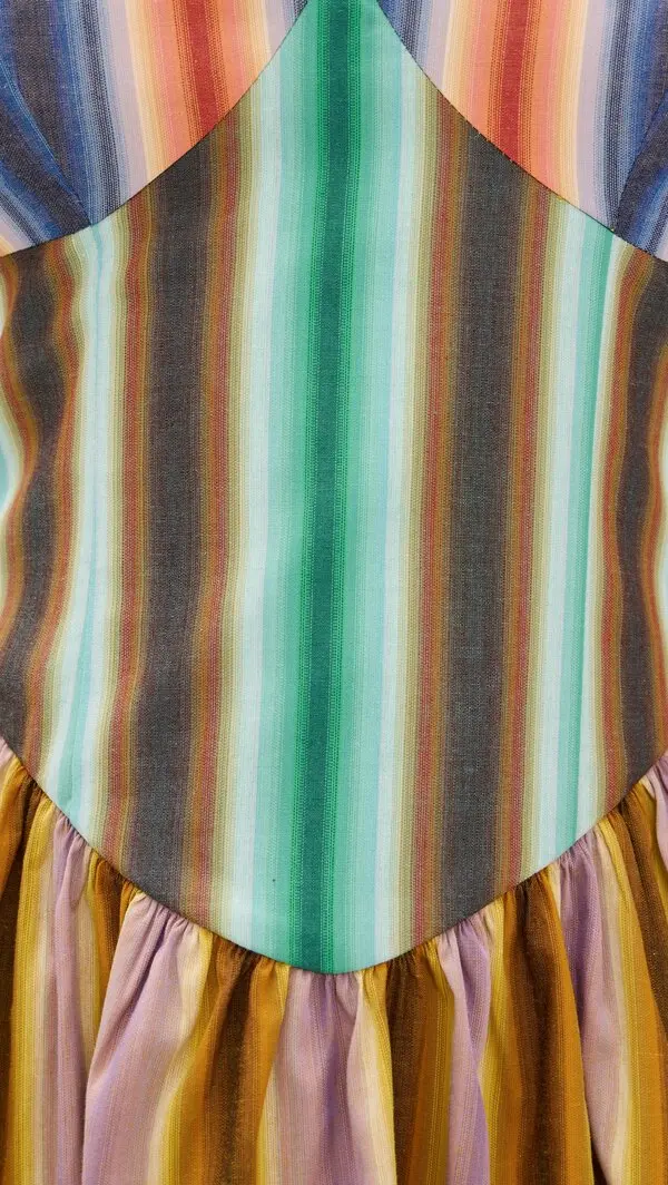 Celiab Duku Maxi Dress With Basque Waist And Stripe Print - Multi