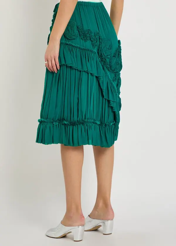 Dries Van Noten Appliquéd Georgette Midi Skirt