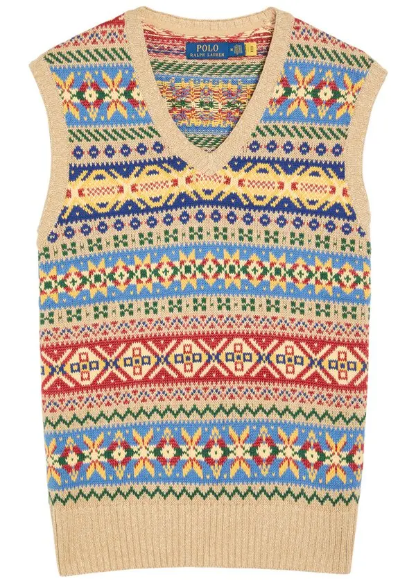 Polo Ralph Lauren Patterned Intarsia Linen And Cotton-blend Vest - Multicoloured 1