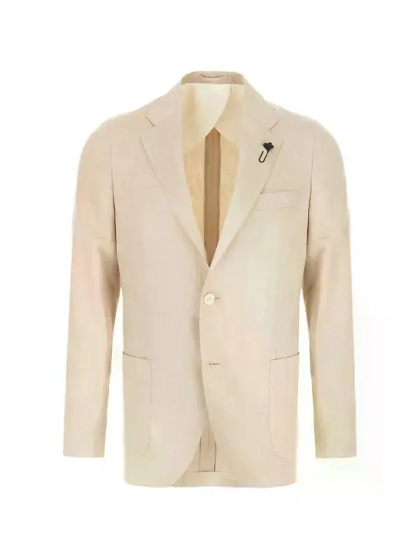 LARDINI Notched Lapels Button Blazer - Neutrals