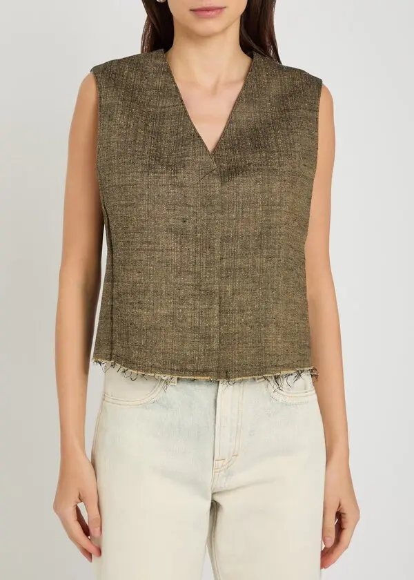 Our Legacy Base Linen And Silk-blend Waistcoat - Brown
