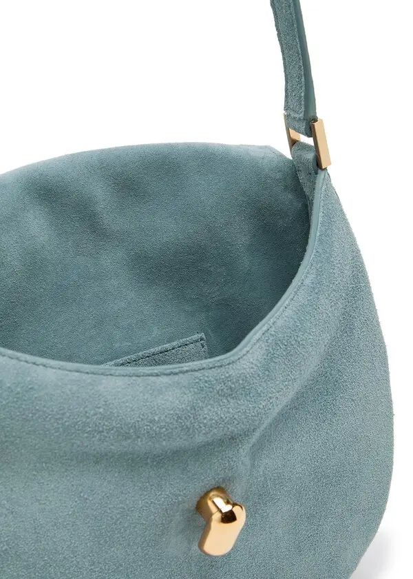 Savette Tondo Small Suede Shoulder Bag - Denim