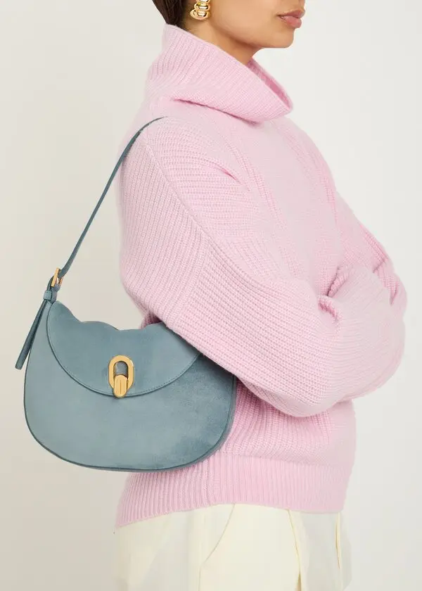 Savette Tondo Small Suede Shoulder Bag - Denim