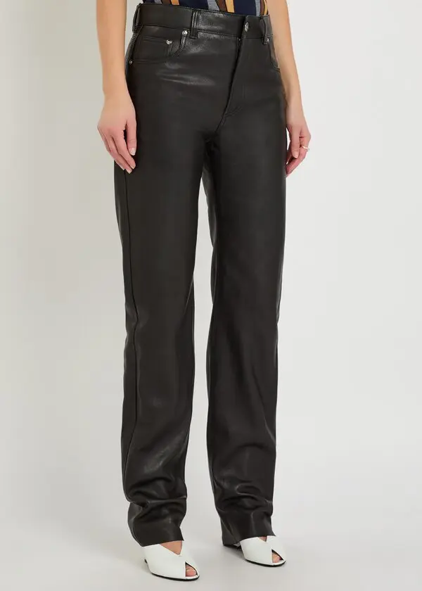 Versace Straight-leg Leather Trousers
