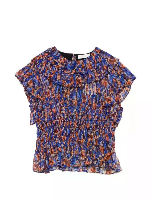 Ulla Johnson Athene Ruffled Floral Blouse - Blue
