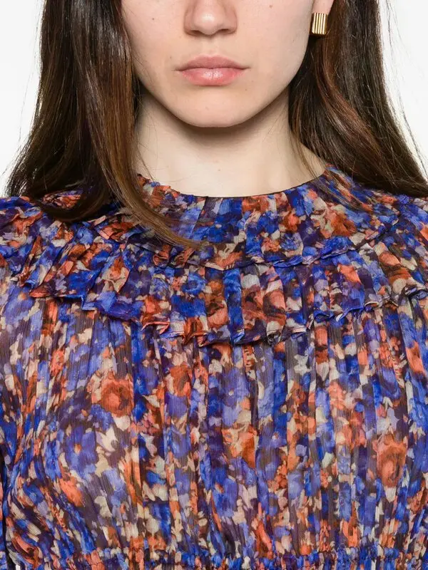 Ulla Johnson Athene Ruffled Floral Blouse - Blue