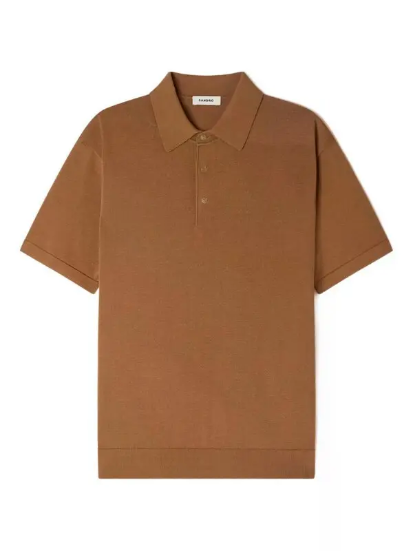 Sandro Cotton And Silk Polo Shirt - Brown