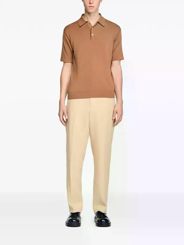 Sandro Cotton And Silk Polo Shirt - Brown