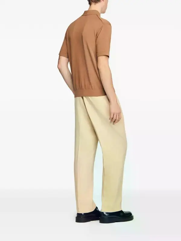 Sandro Cotton And Silk Polo Shirt - Brown
