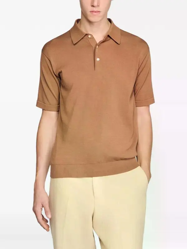 Sandro Cotton And Silk Polo Shirt - Brown