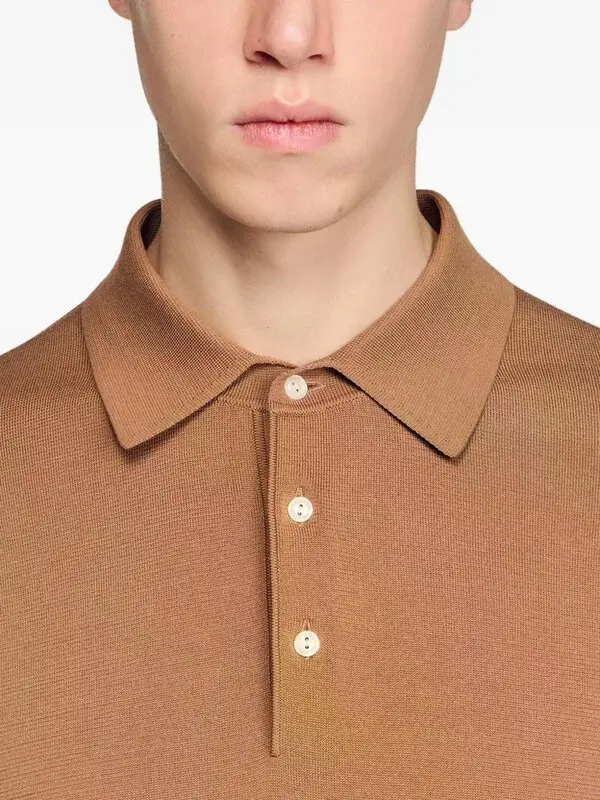 Sandro Cotton And Silk Polo Shirt - Brown