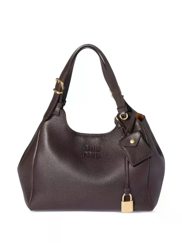 Miu Miu Logo-detail Leather Shoulder Bag - Brown
