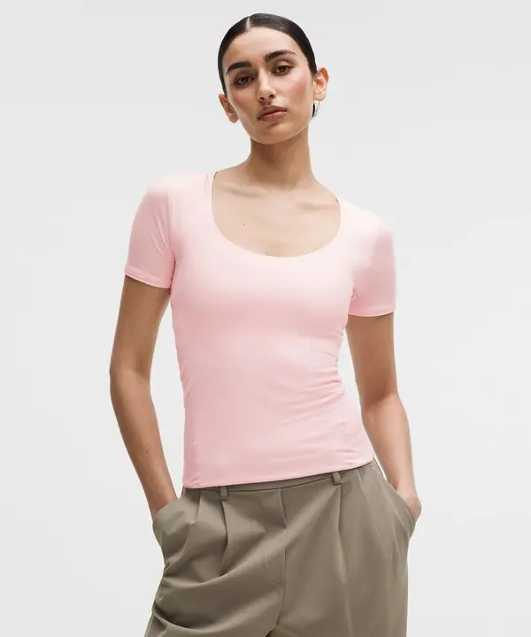 Lululemon Wundermost Ultra-soft Nulu Scoop-neck T-shirt - Pink Pearl