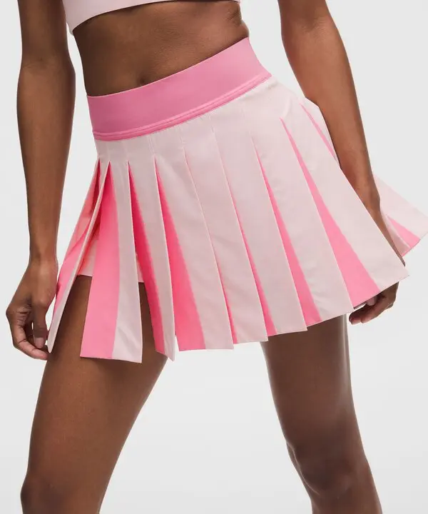 Lululemon Peek-a-boo Pleat Mid-rise Tennis Skirt - Pink Pearl/candy Cloud