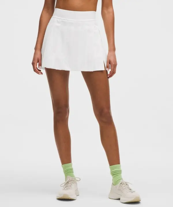 Lululemon Peek-a-boo Pleat Mid-rise Tennis Skirt - White/white