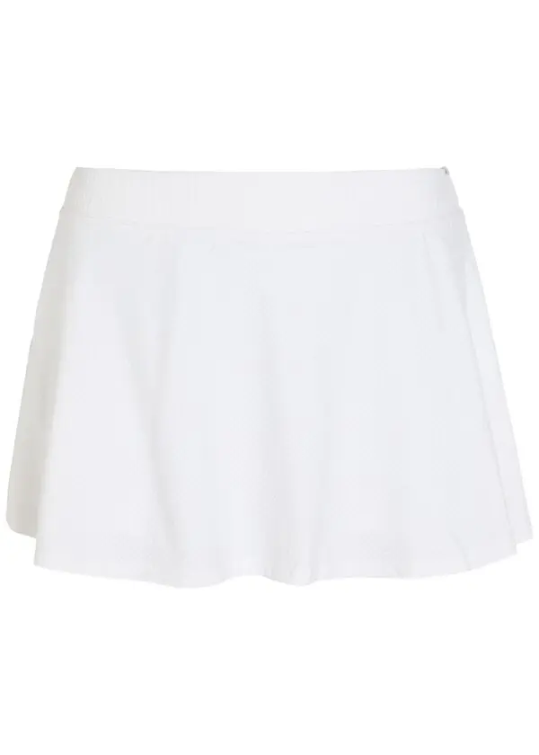 Vuori Baseline Gingham Stretch-jersey Mini Tennis Skirt - White