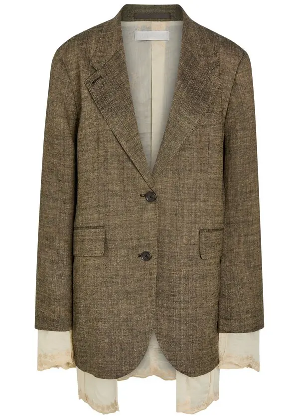 Our Legacy Drip Layered Linen And Silk-blend Blazer - Brown