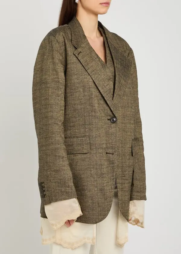 Our Legacy Drip Layered Linen And Silk-blend Blazer - Brown