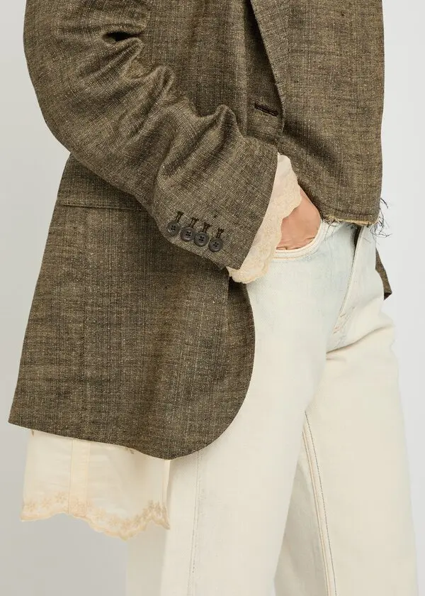 Our Legacy Drip Layered Linen And Silk-blend Blazer - Brown