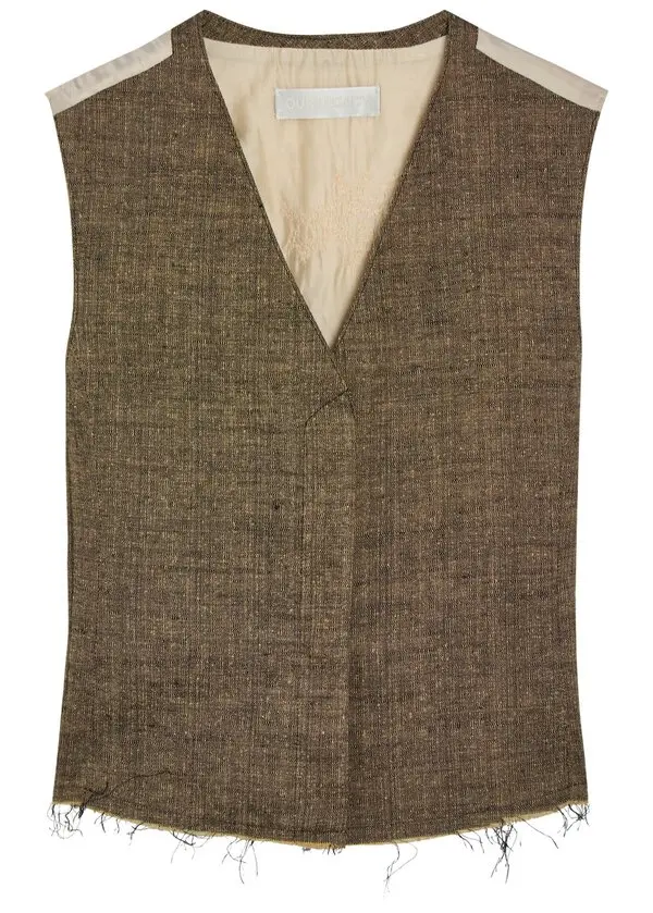 Our Legacy Base Linen And Silk-blend Waistcoat - Brown