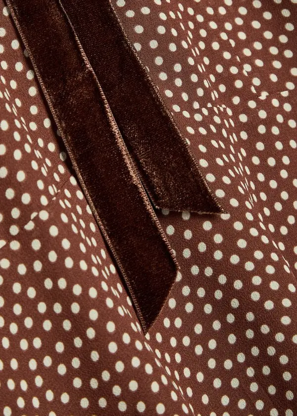 brown and white polka dot mini dress Elliatt Sola Polka Dot Mini Dress in Brown main image 1
