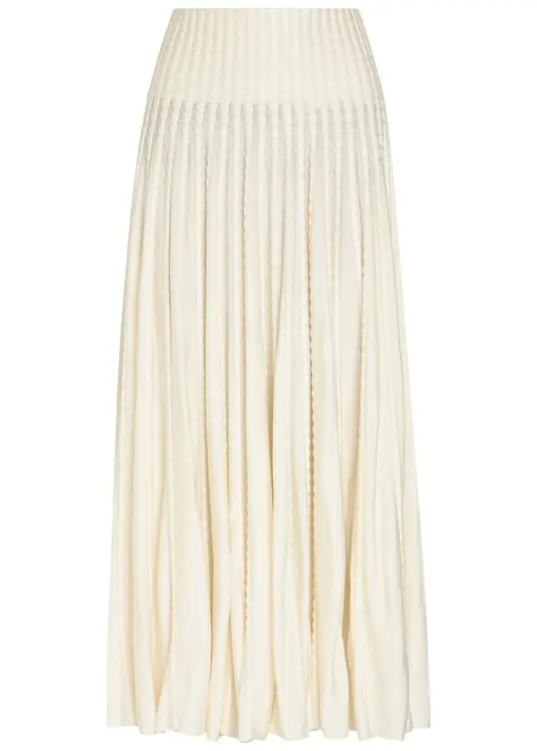 Alaïa Textured Knit Midi Skirt - White