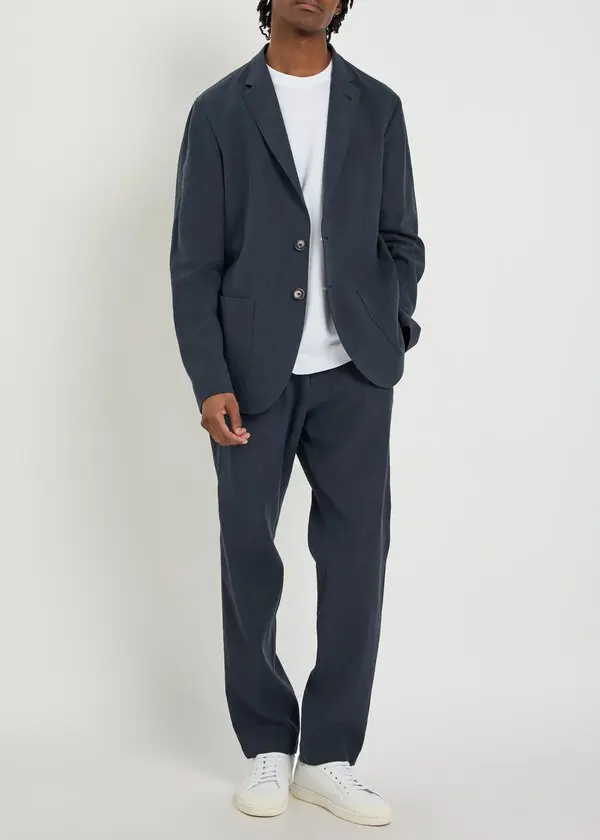 Herno Linen And Cotton-blend Blazer - Navy
