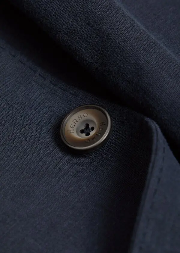 Herno Linen And Cotton-blend Blazer - Navy