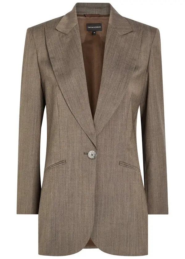 Emporio Armani Wool-blend Blazer - Taupe