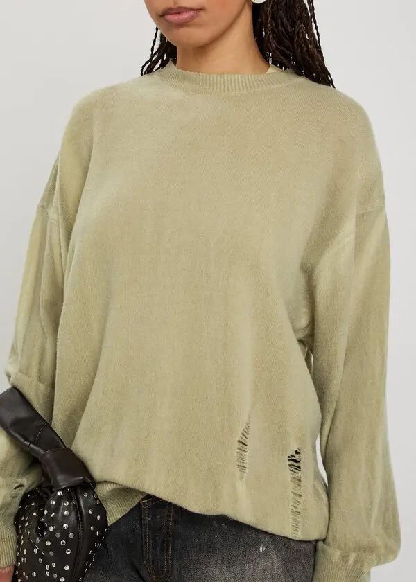 Our Legacy Slant Distressed Effect Wool Jumper - Beige