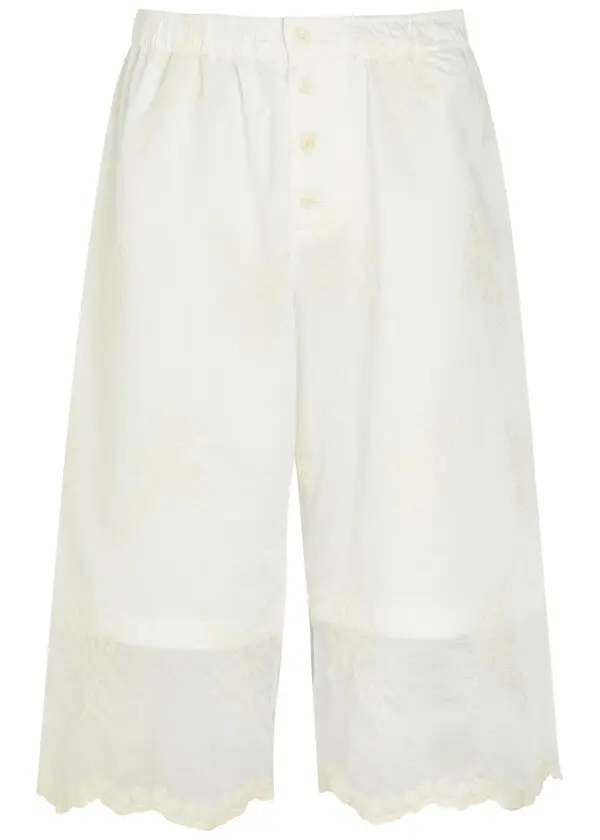 Our Legacy Frill Embroidered Woven Shorts - White