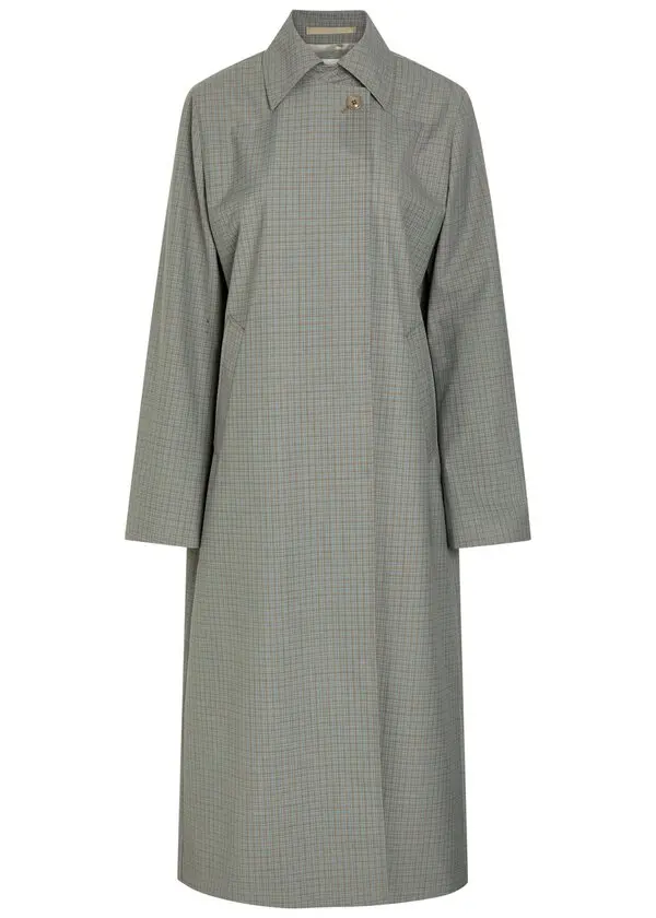 Our Legacy Checked Woven Trench Coat - Grey