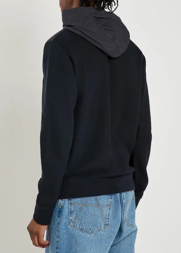 Herno Hooded Shell And Cotton-knit Jacket - Navy