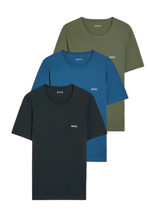 BOSS Classic Logo-embroidered Cotton T-shirt - Blue
