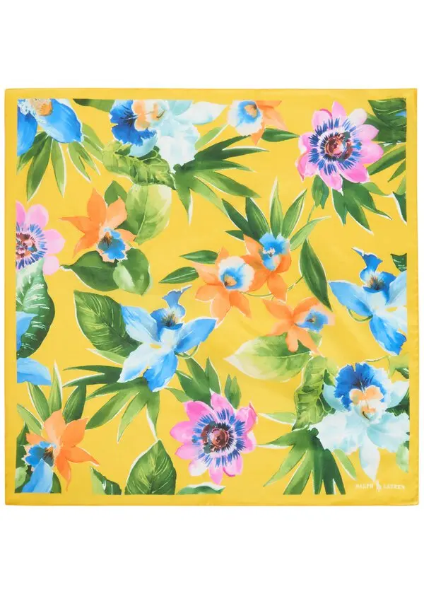 Polo Ralph Lauren Floral-print Silk-chiffon Bandana - Yellow