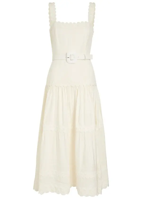 Rebecca Vallance Kahlia Appliquéd Linen-blend Midi Dress - Ivory