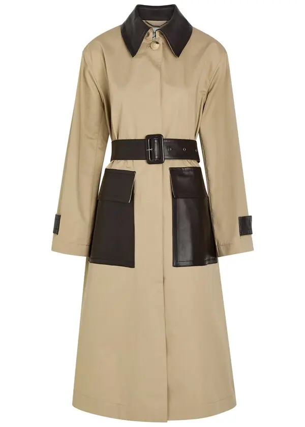 JOSEPH Zaman Belted Cotton And Leather Coat - Camel