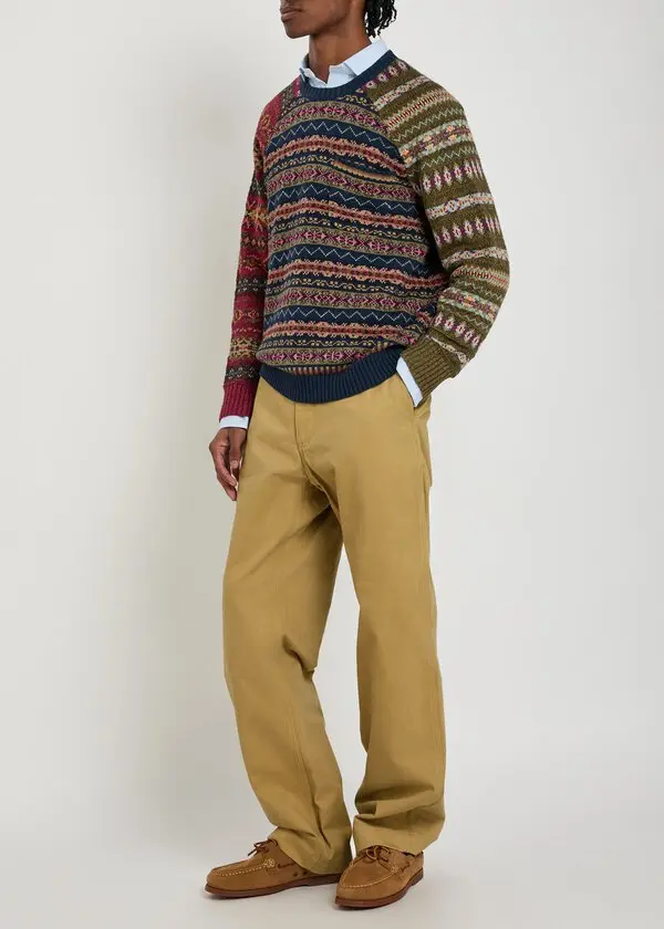 Polo Ralph Lauren Patterned Intarsia Linen And Cotton-blend Jumper