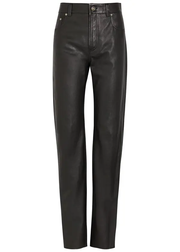 Versace Straight-leg Leather Trousers - Black