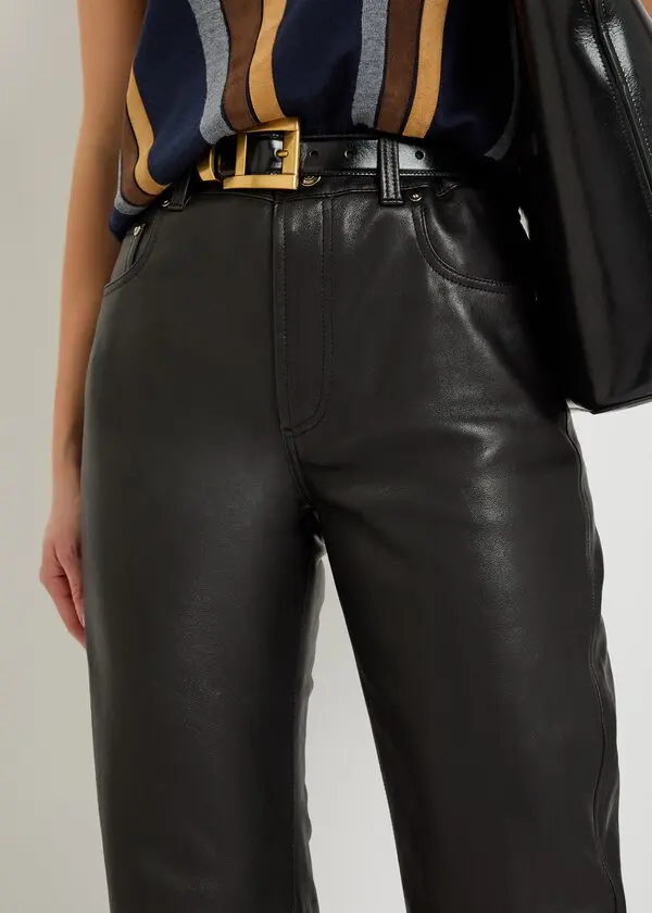 Versace Straight-leg Leather Trousers