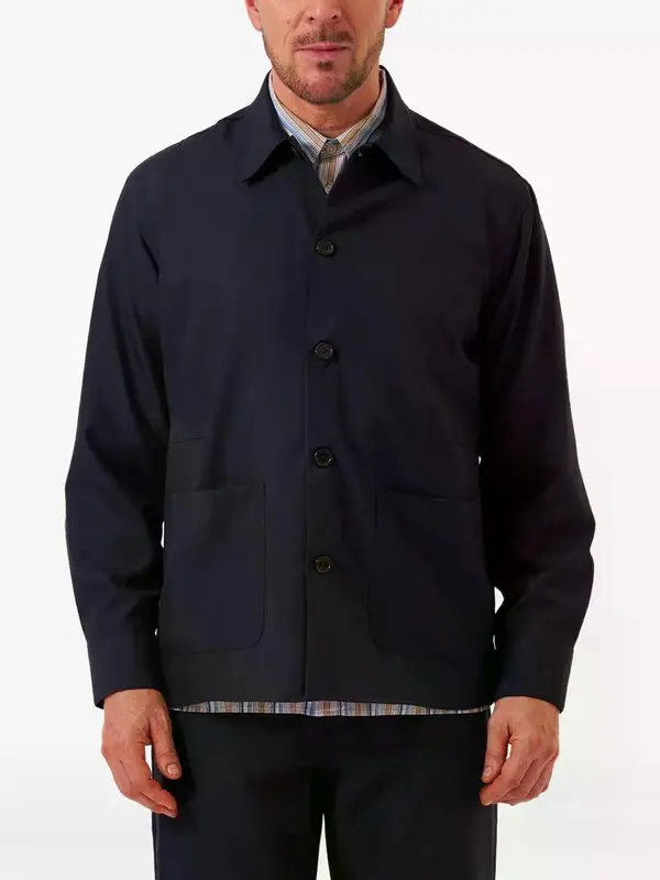 Universal Works Travail Pocket Cotton Overshirt - Blue