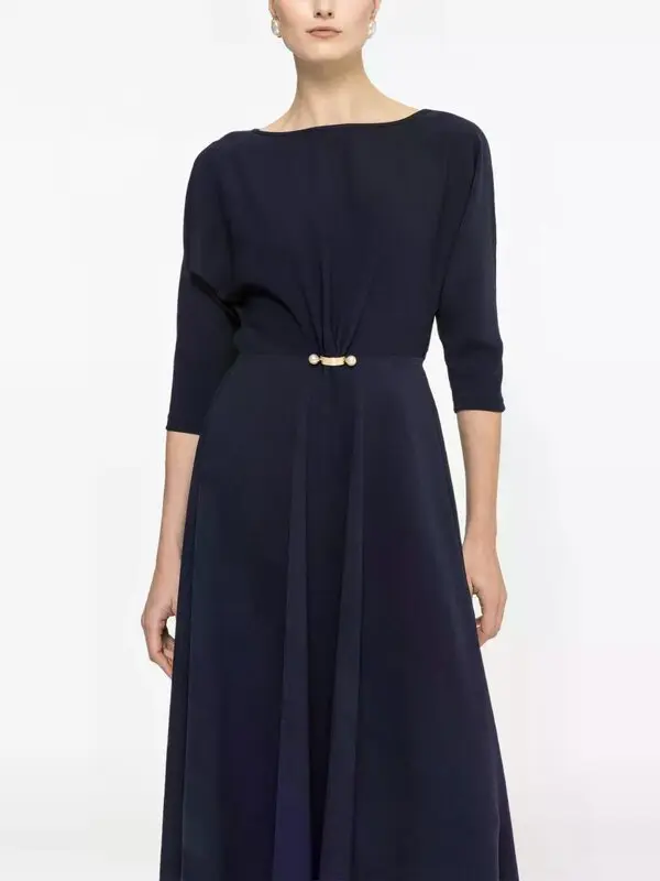 NISSA Pearl Detail Midi Dress - Blue