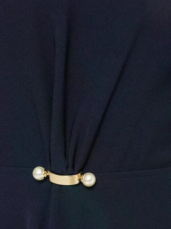 NISSA Pearl Detail Midi Dress - Blue