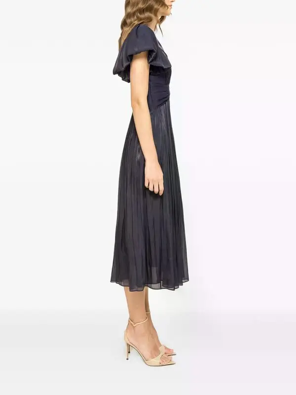 NISSA Crystal Pleated Midi Dress